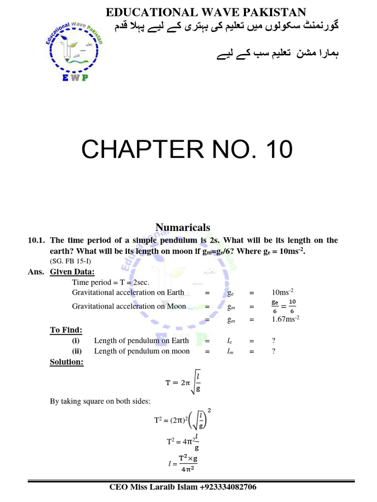 10th Physics Numerical Problems English Medium | PDF | Frequency | Classical Mechanics
