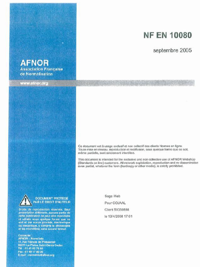 Norme NF en 10080 PDF Free 1 | PDF