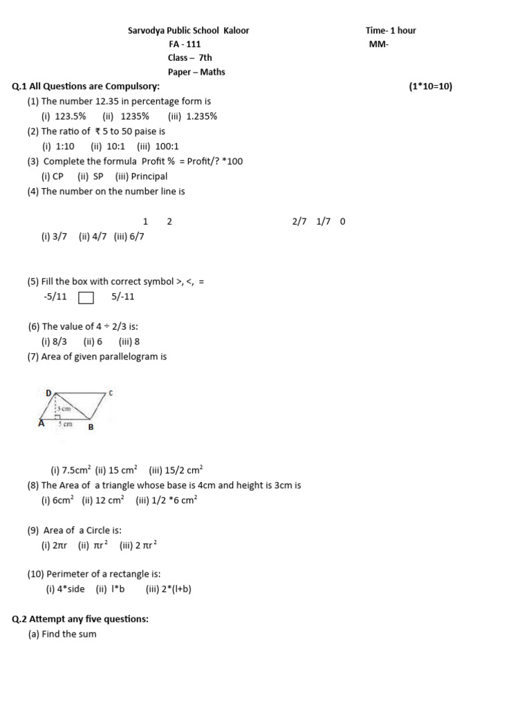 7th Math | PDF