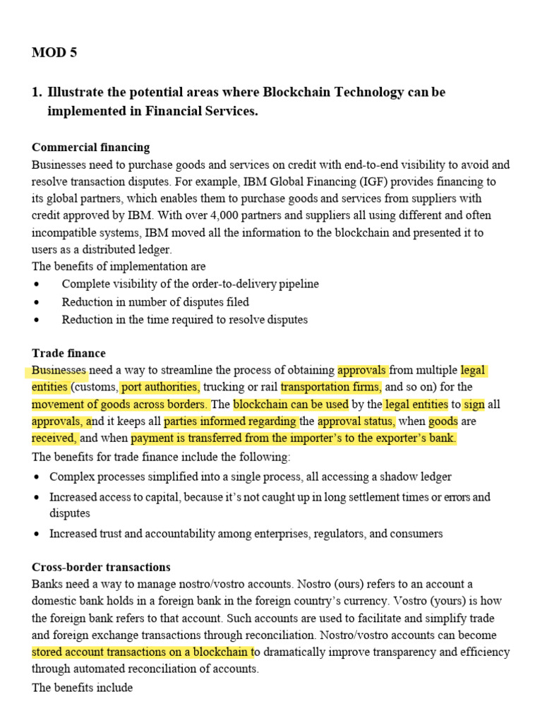 Mod 5 QB Answers | PDF | Cryptocurrency | Internet Of Things