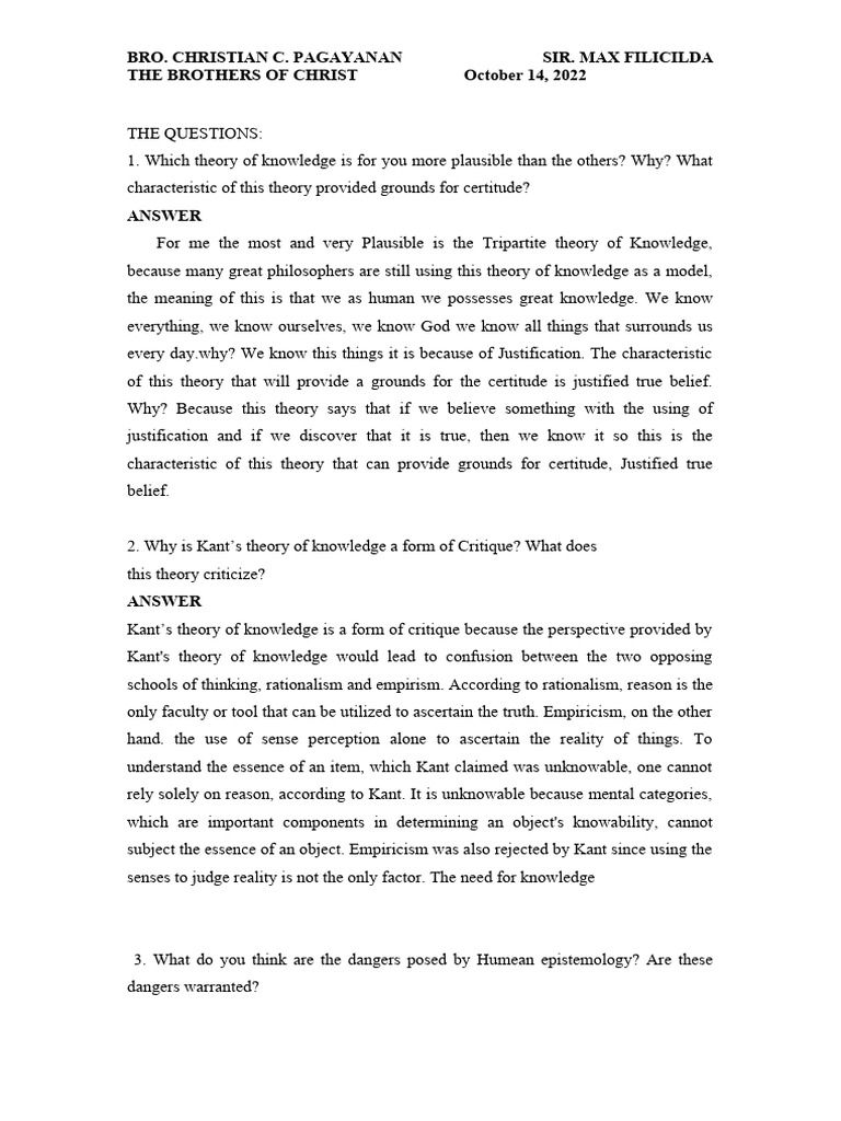 Philosophy Students' Knowledge Debate | PDF | Epistemology | Knowledge