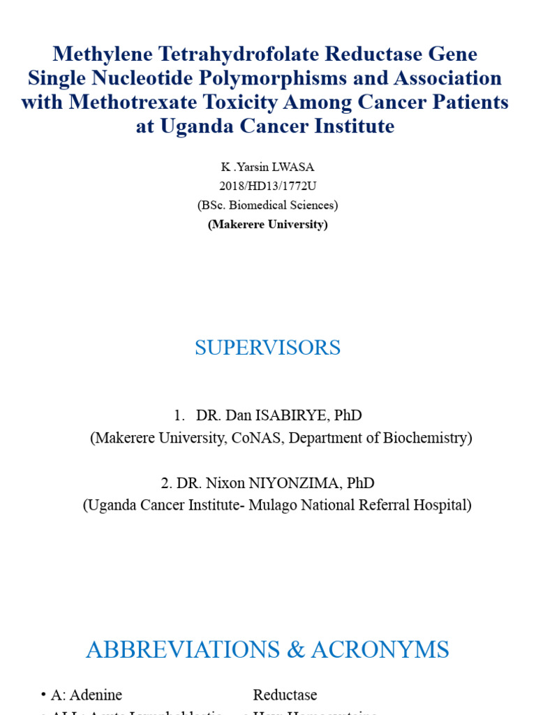 Thesis Defense-MSc. Biochemistry | PDF | Single Nucleotide Polymorphism ...