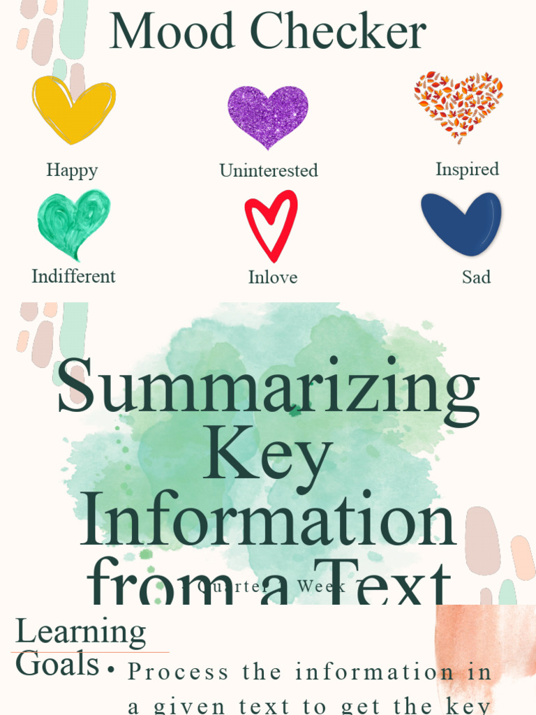 Summarizing Key Information | PDF | Human Communication | Learning