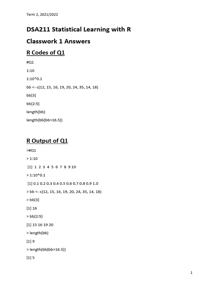Classwork1 Answer | PDF