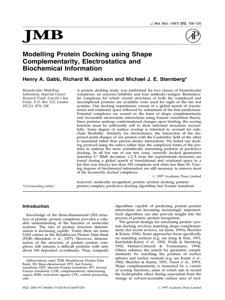 Modelling protein docking using doking imp | PDF | Docking (Molecular) | Antibody