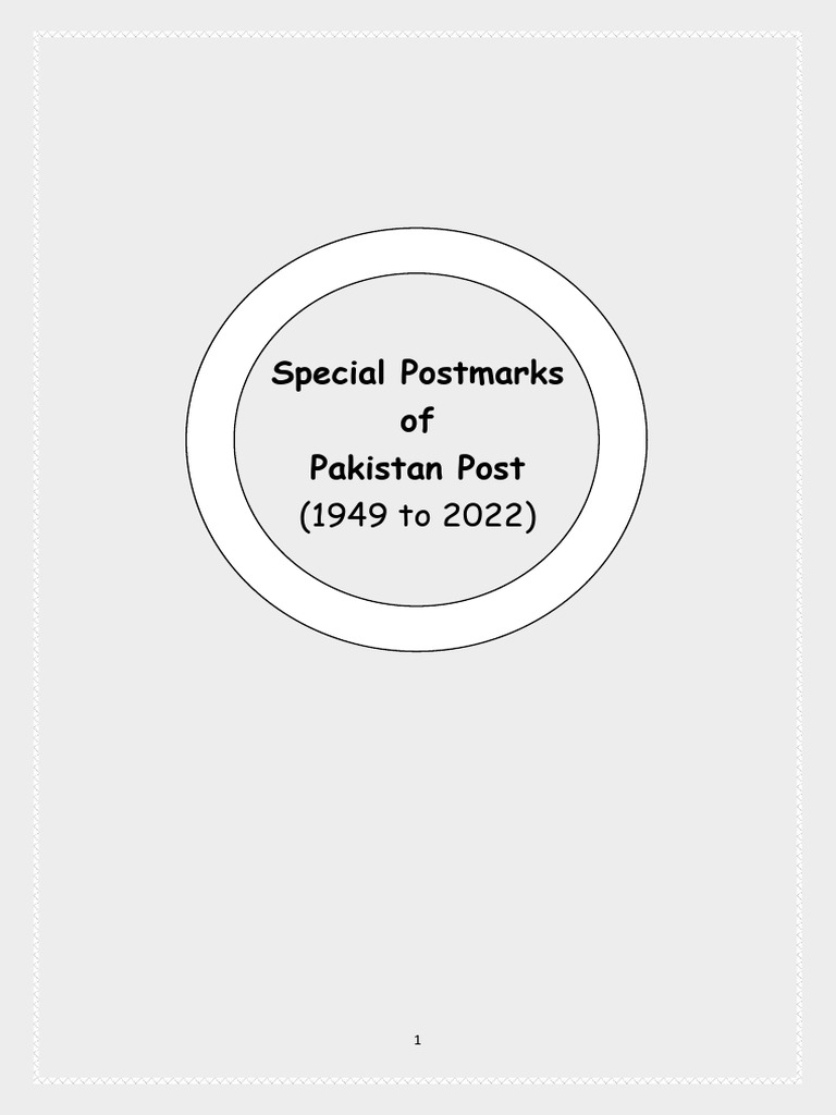 Special Postmarks of Pakistan 1949 To 2022 Edition 3 | PDF