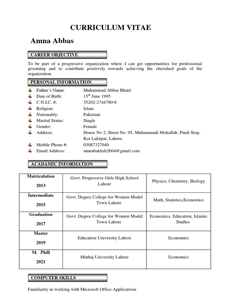 Amna CV | PDF
