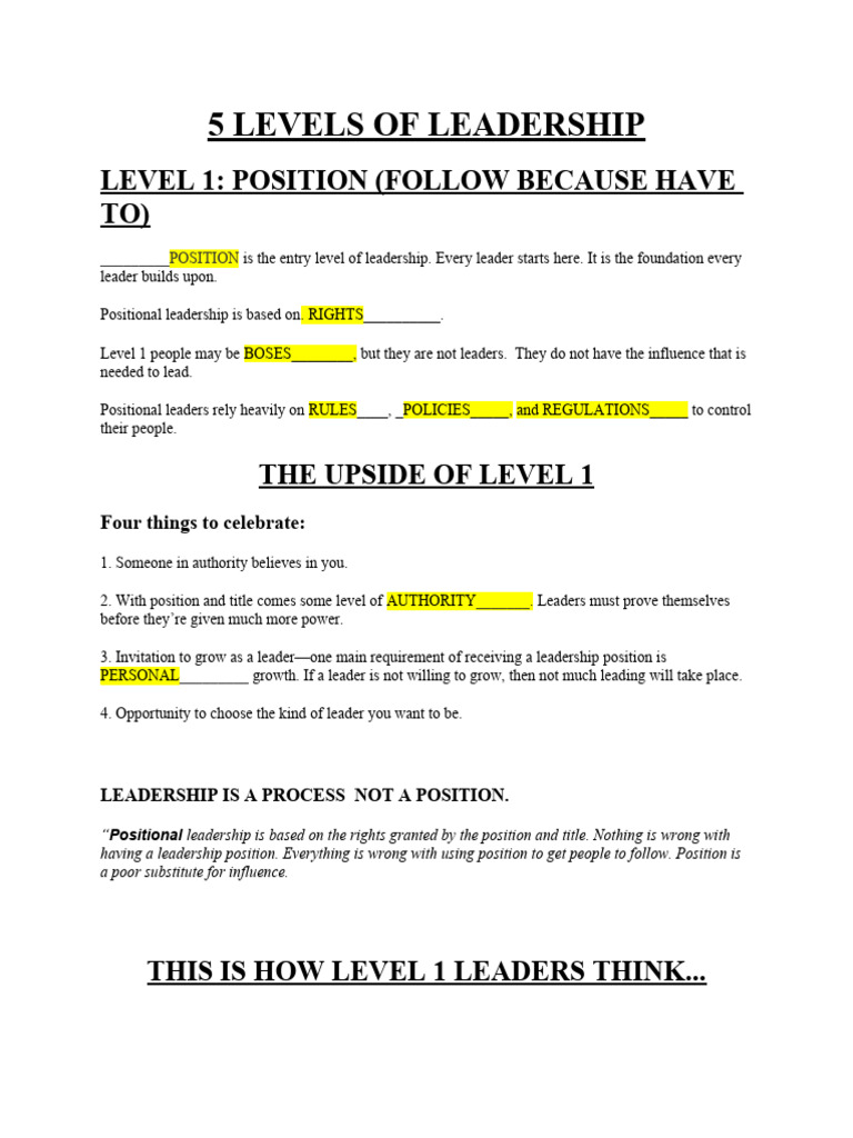 5 Levels of Leadership Answers | PDF | Leadership | Social Psychology