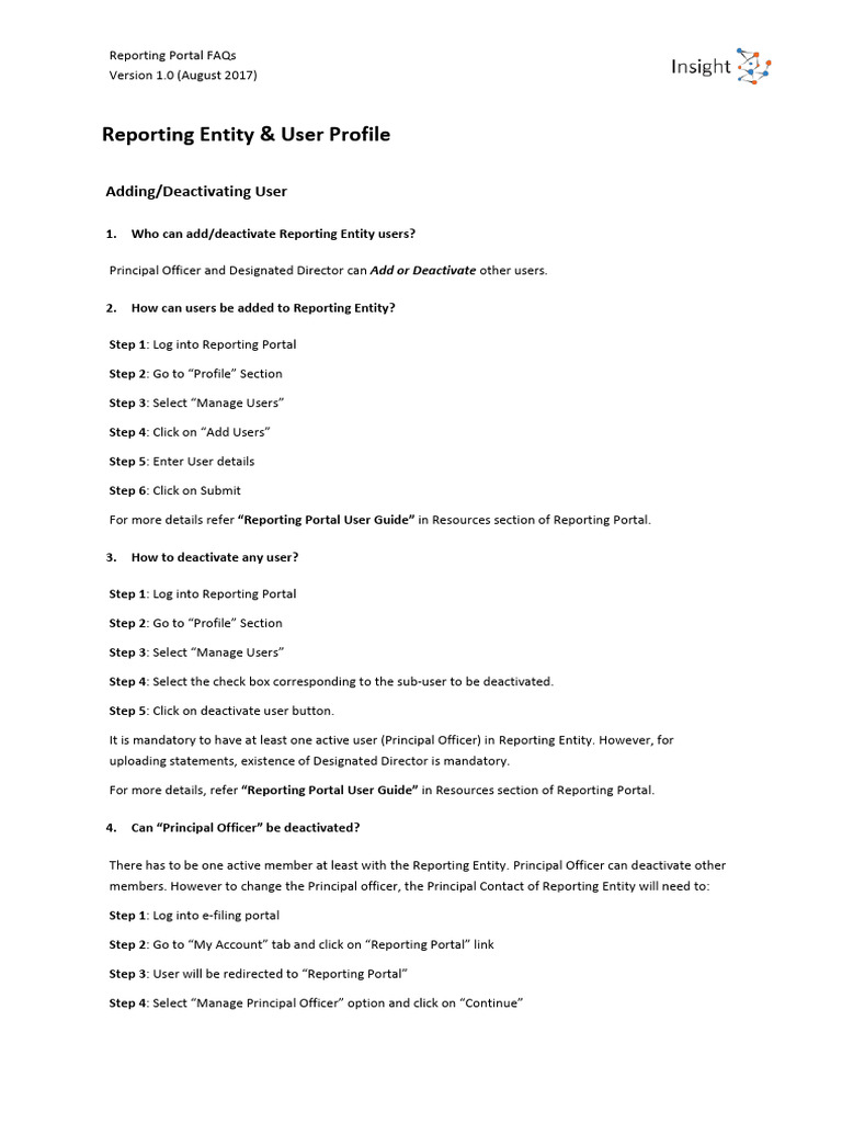 Reporting Portal User Management FAQs | PDF | User (Computing) | Password