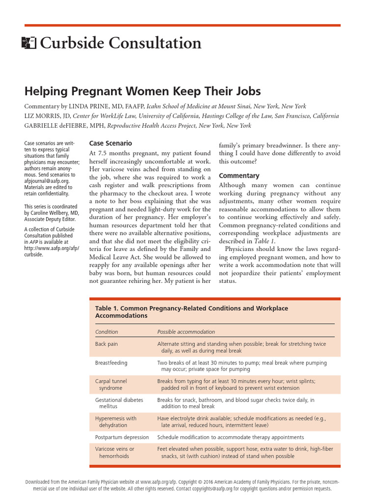 AAFP Helping pregnant women keeping their jobs | PDF