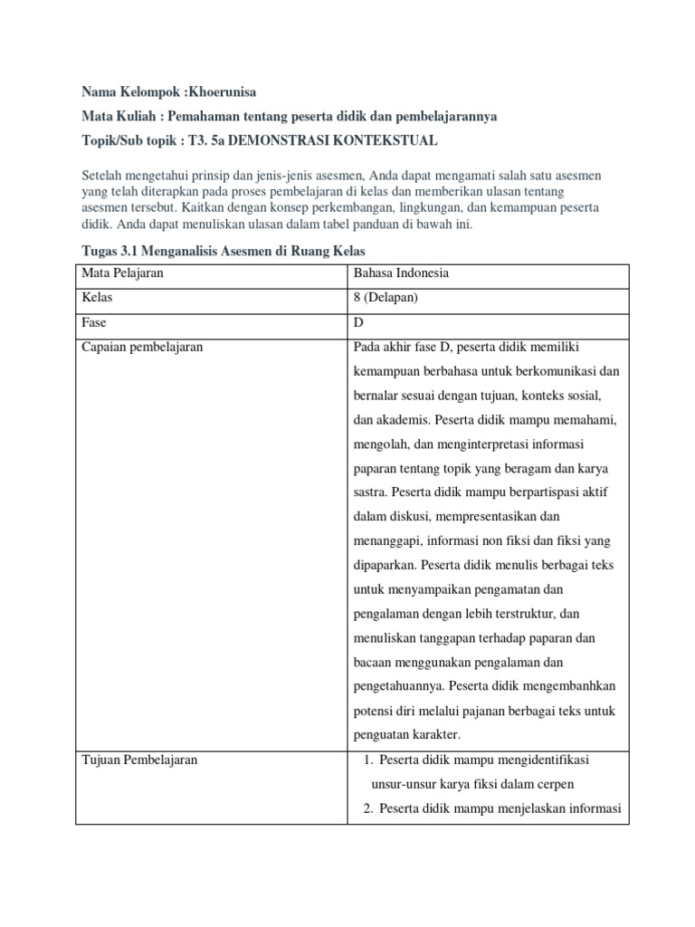 PPDP T3. DEMONSTRASI KONTEKSTUAL (5a 3.1) | PDF | Karier & Perkembangan