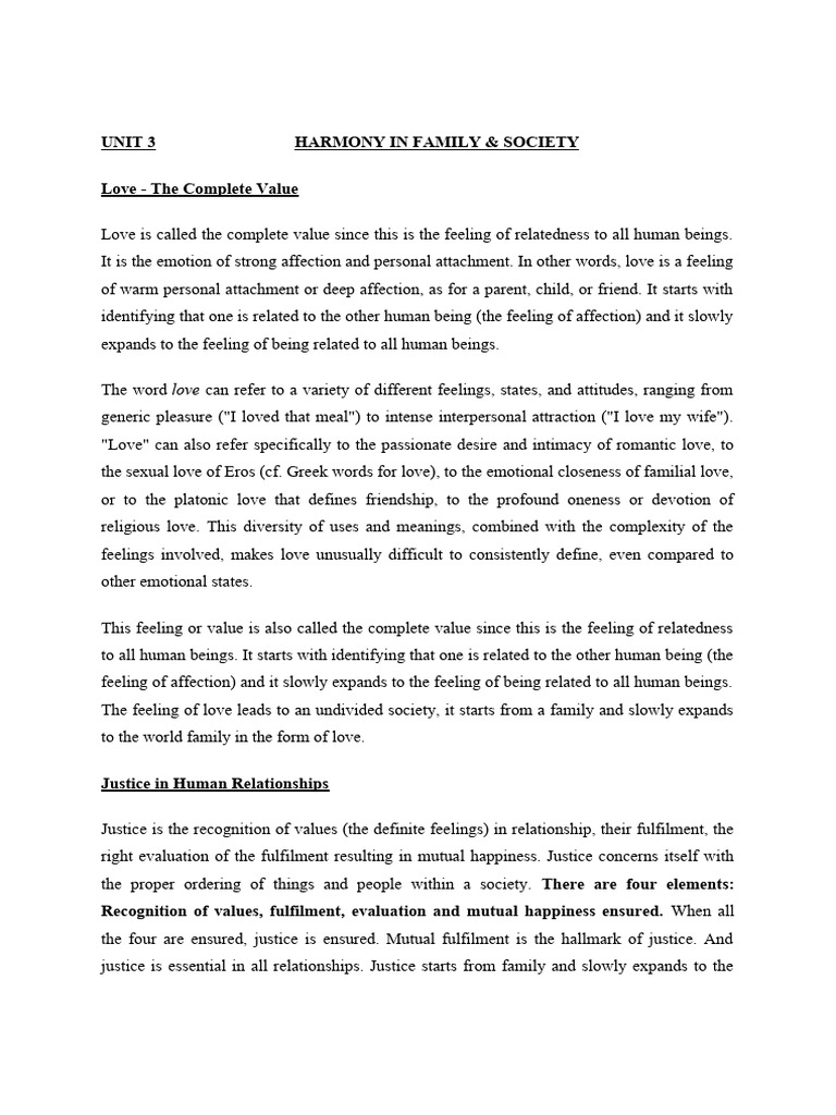 UHV-Unit 3 Notes | PDF | Love | Feeling UHV-Unit 3 Notes | PDF | Love | Feeling