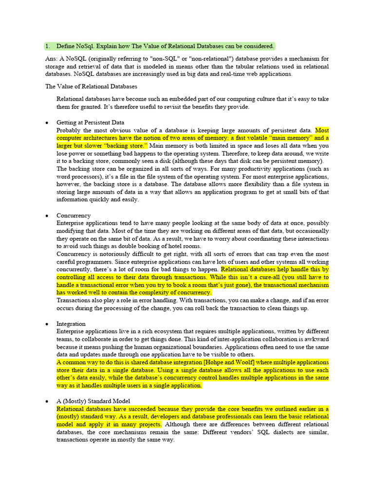 BGD Mod 2 QB Solns | PDF | Map Reduce | Databases