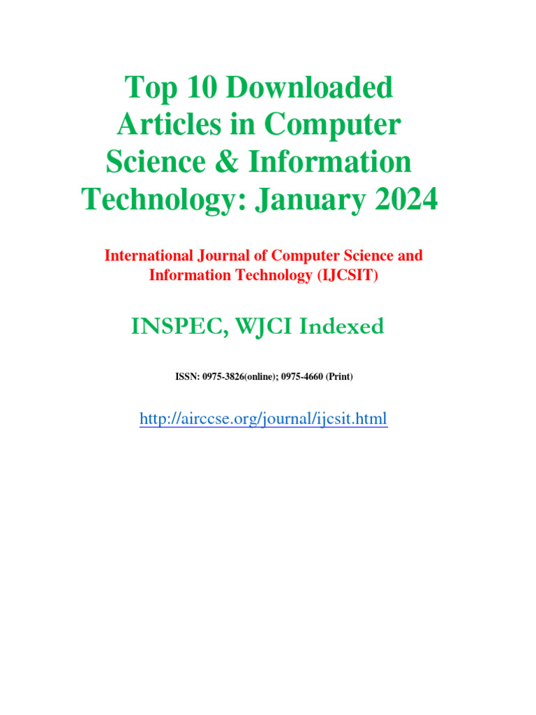 January 2024: Top 10 Downloaded Articles in Computer Science & Information Technology | PDF ...