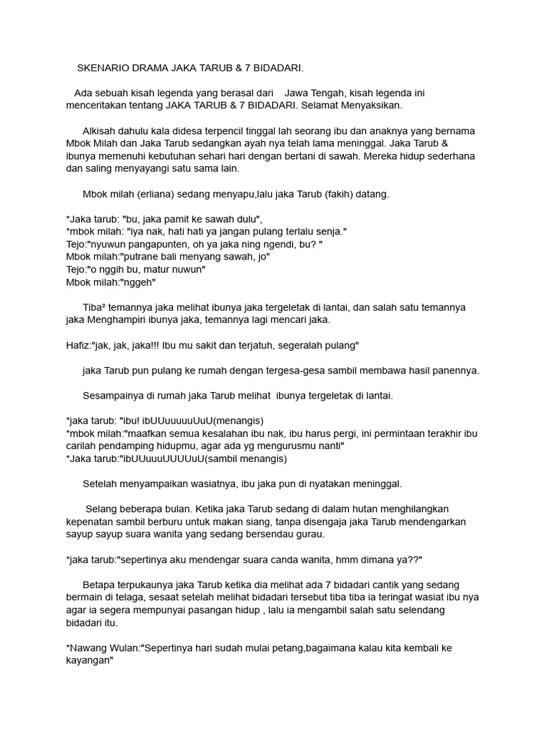 Drama Jaka Tarub dan 7 Bidadari | PDF