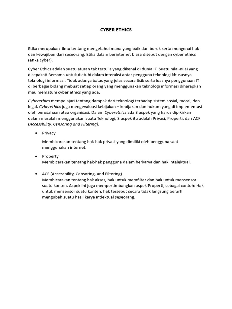 Cyber Ethics | PDF