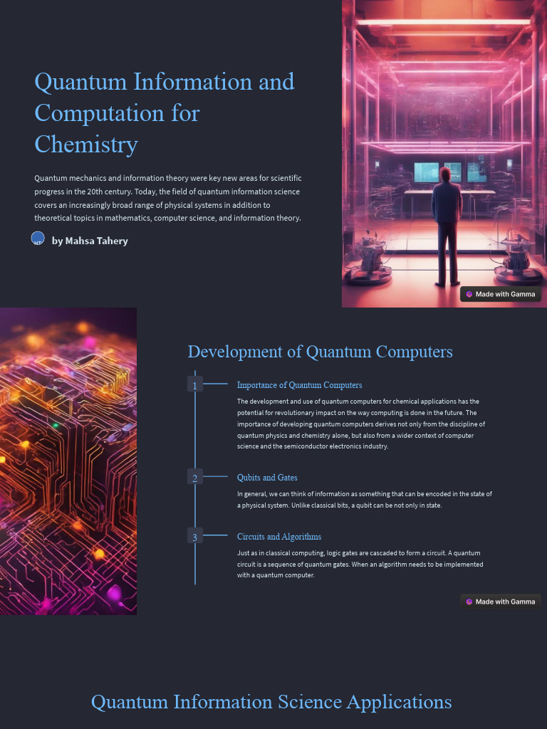 Quantum Information and Computation For Chemistry | PDF | Quantum Computing | Computing