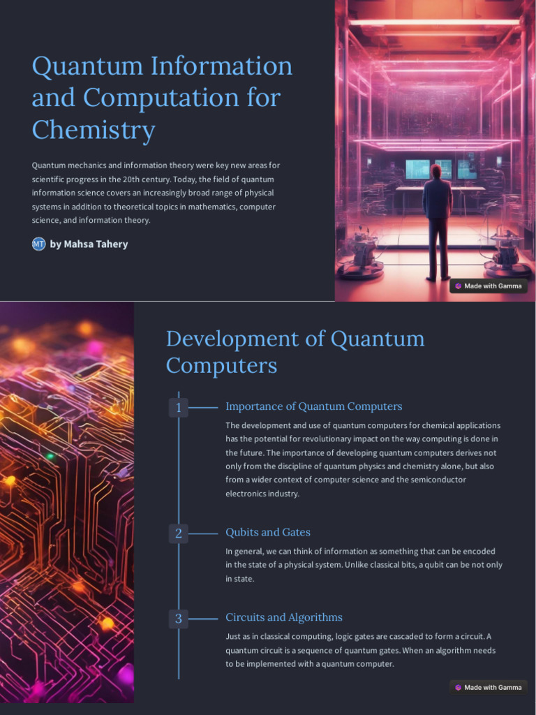 Quantum Information and Computation for Chemistry | PDF | Quantum Computing | Computing