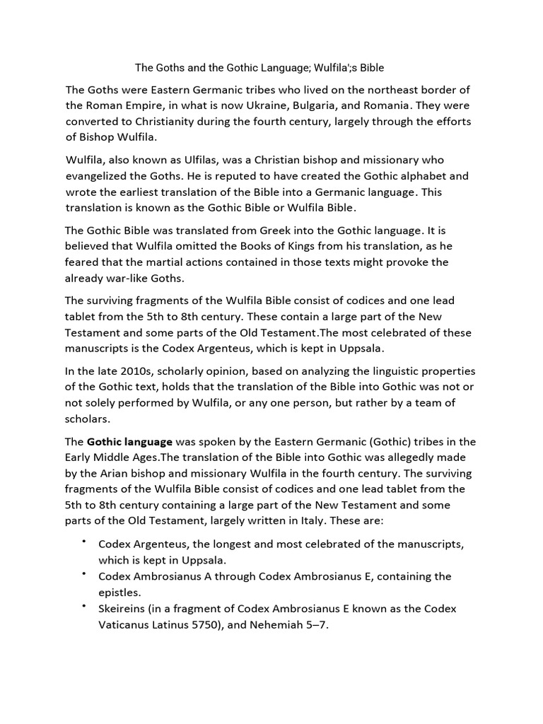 The Goths and the Gothic Language; Wulfila';s Bible | PDF | Bible ...