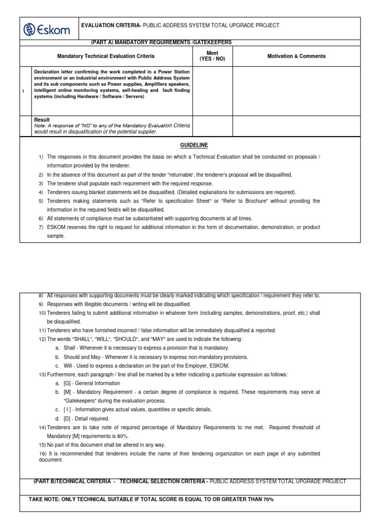 Public Address System Upgrade Evaluation Criteria | PDF | Specification ...