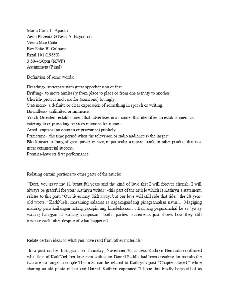 Rizal 101 (Final) | PDF