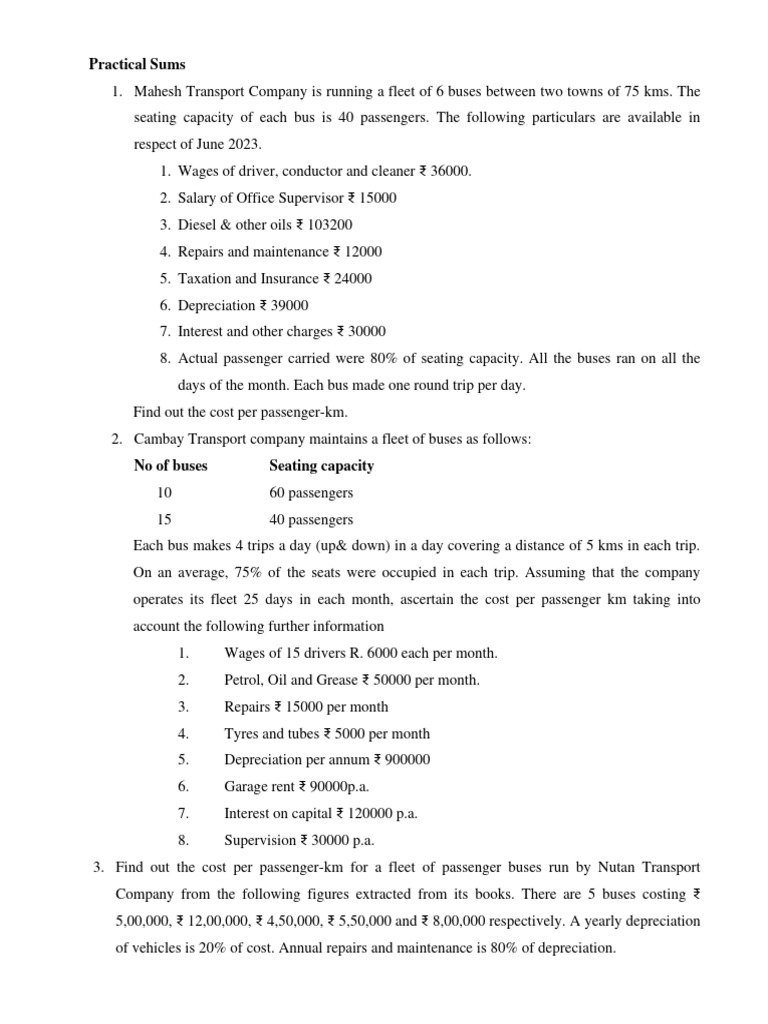 Transport Costing | PDF