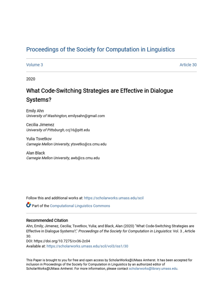 Effective Code Switching Strategies in Dialogue Systems | PDF ...