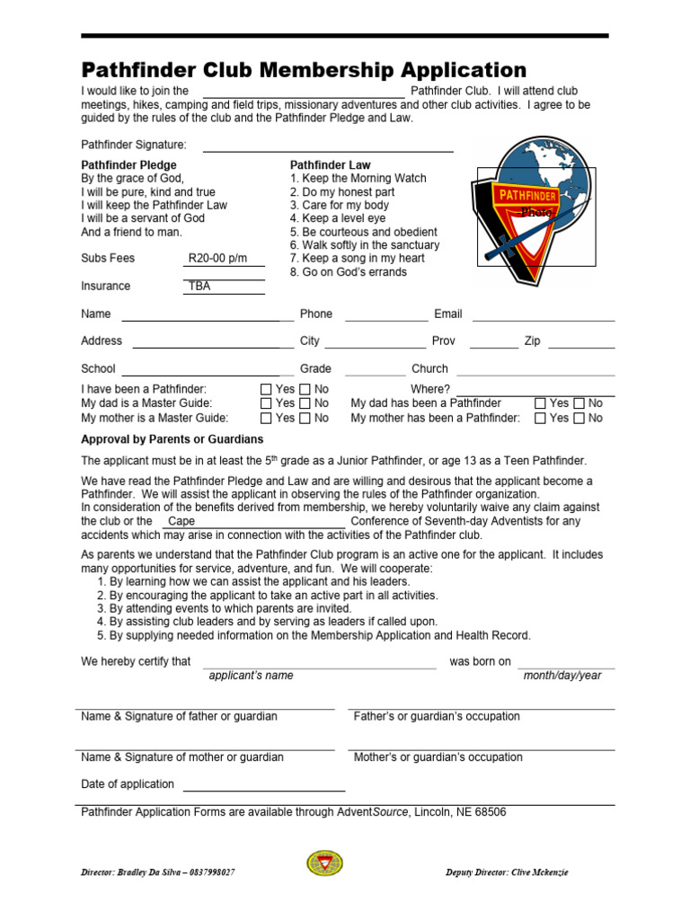 Pathfinder Membership Application Form 2024 | PDF | Health Care