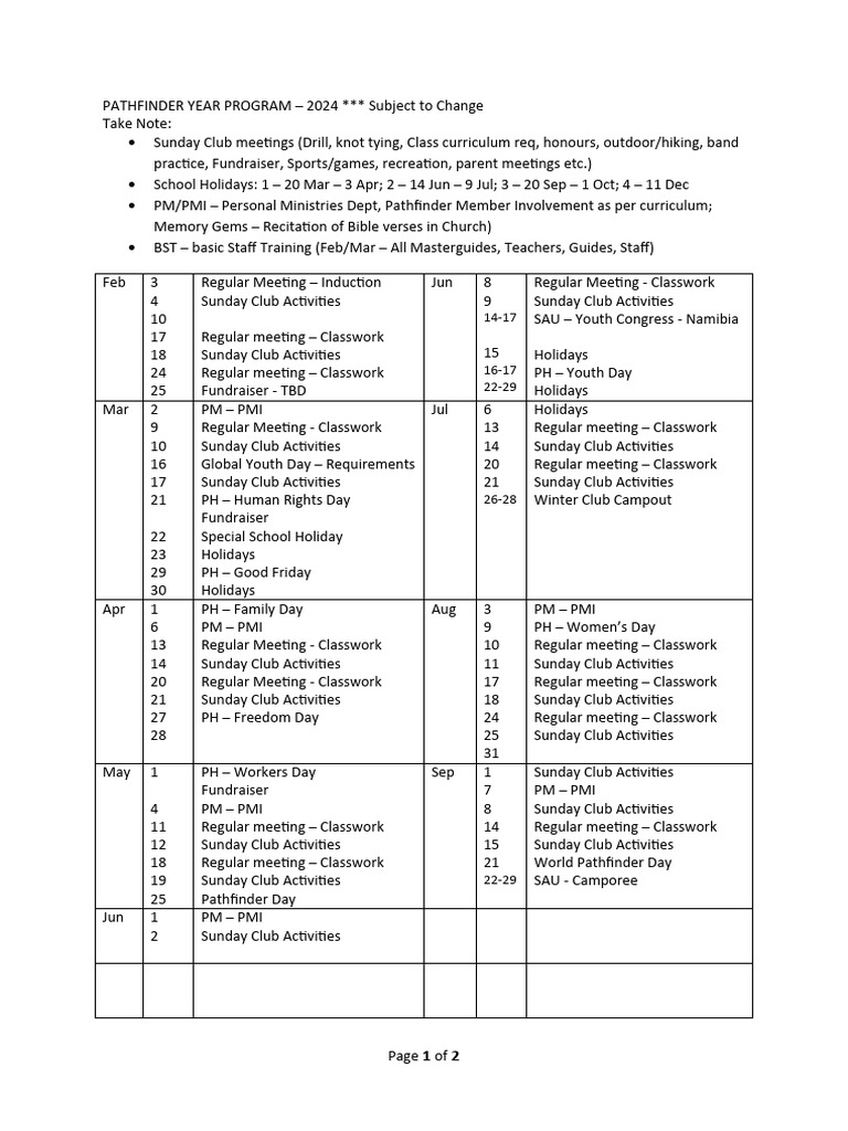 Pathfinder Year Planner 2024 | PDF