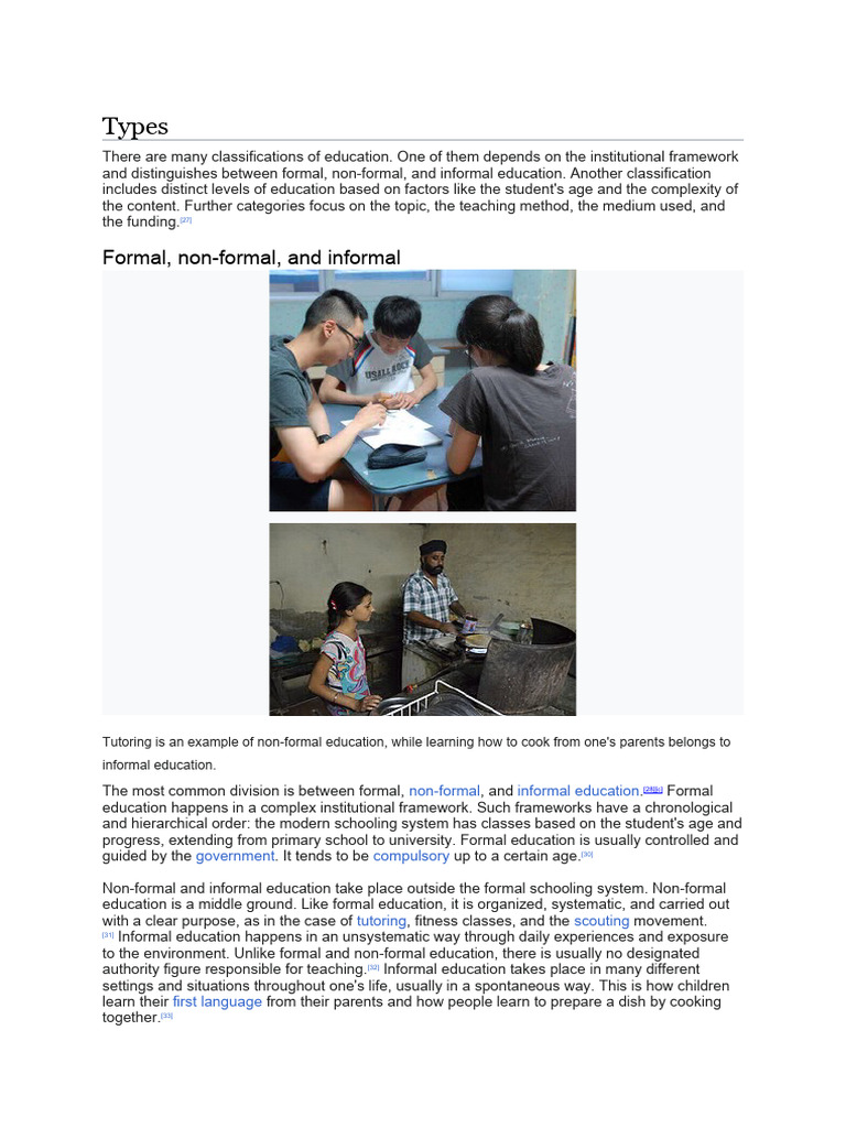 Types: Formal, Non-Formal, and Informal | PDF | Motivation | Motivational