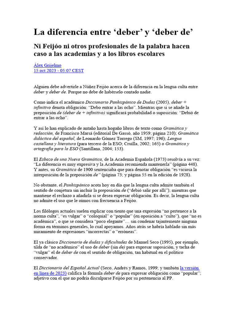 Deber (De) | PDF | Comunicación humana | Lingüística
