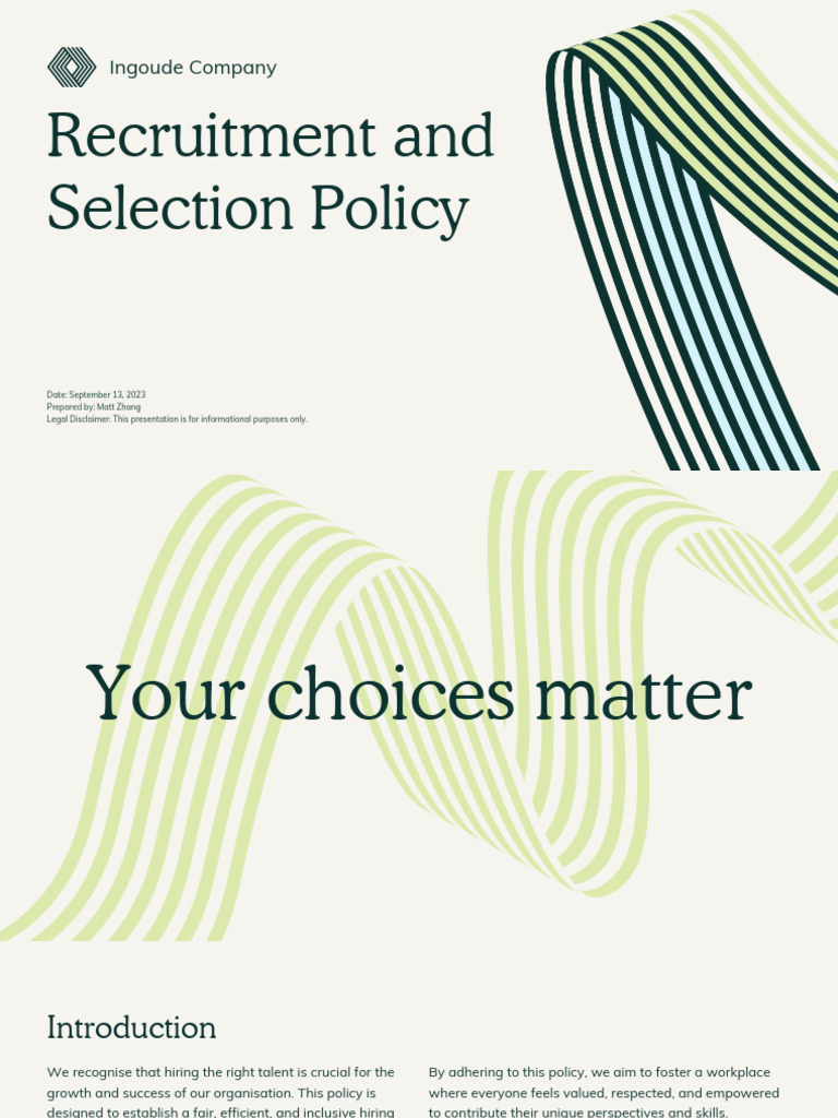 Recruitment and Selection Policy: Ingoude Company | PDF | Recruitment ...