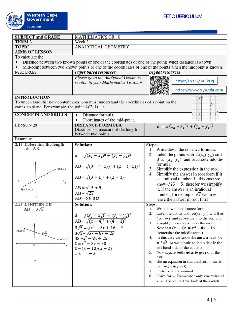 GR 10 Maths Term 2 Week 2 Final | Download Free PDF | Equations | Mathematics