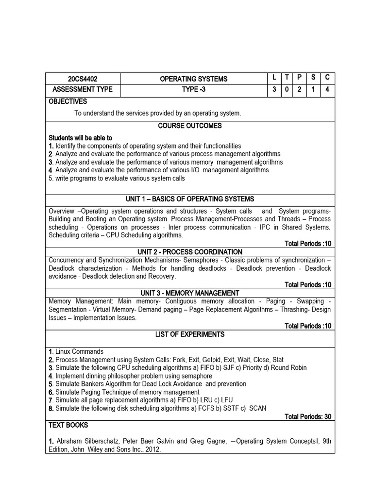 Syllabus | PDF | Scheduling (Computing) | Process (Computing) Syllabus | PDF | Scheduling (Computing) | Process (Computing)