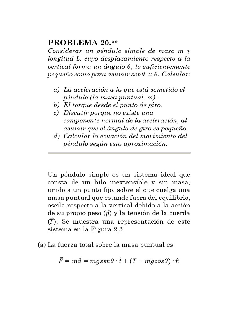 MAS. Péndulo Simple | PDF | Péndulo | Oscilación