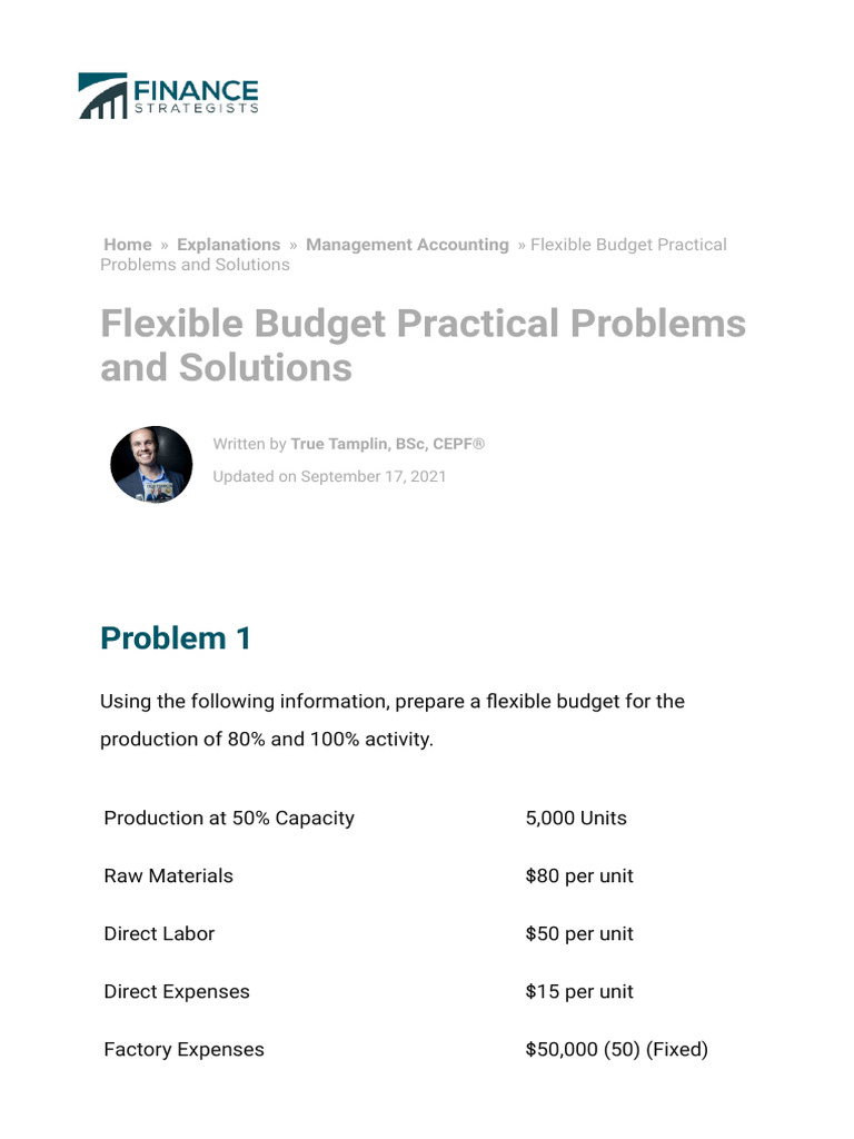 Flexible Budget Practical Problems & Solutions - Explanation ...