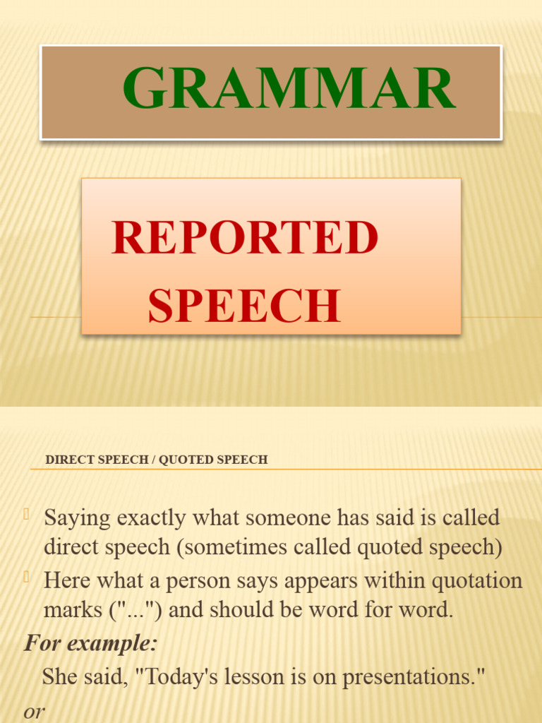 REPORTED SPEECH | PDF | English Language | Human Communication