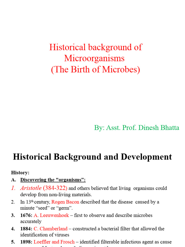 2-History of Microorganisms | PDF | Microorganism | Louis Pasteur