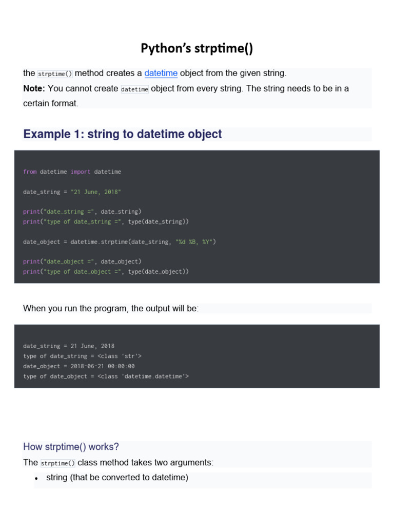 Python strptime() Method Explained | PDF | Workweek And Weekend | Software Development