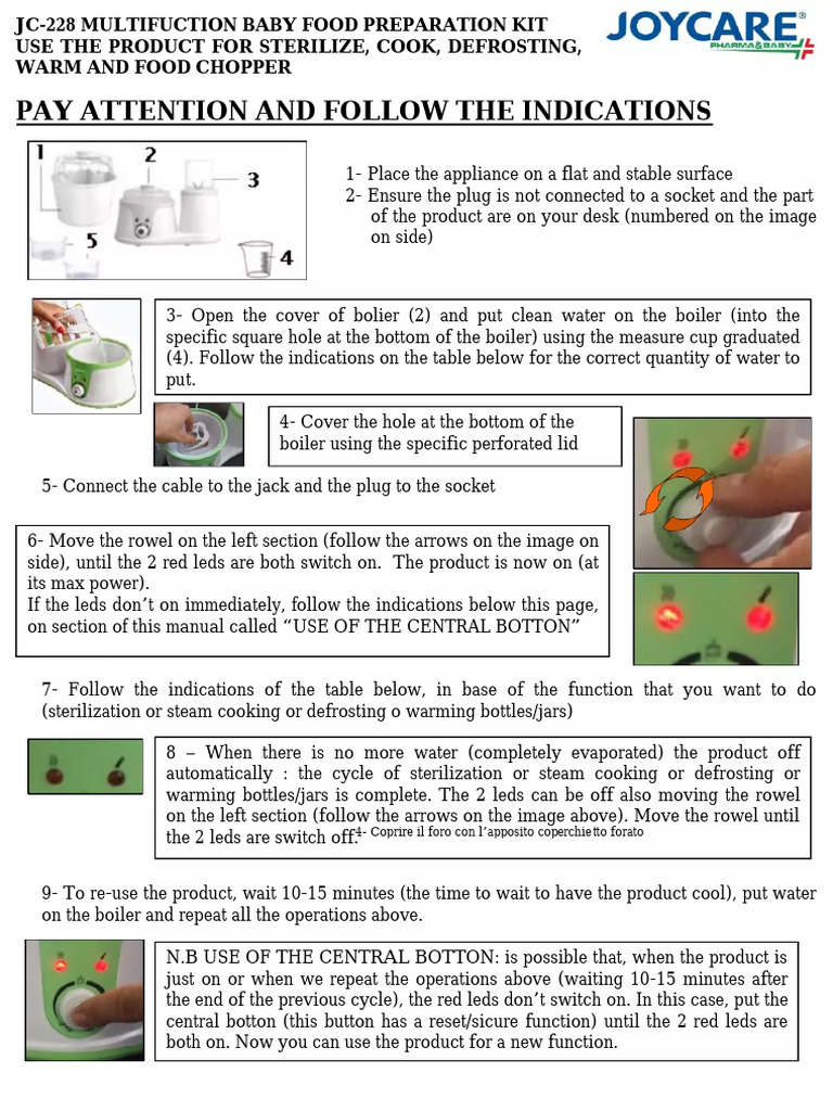 Mode D'emploi Joycare JC-228 (8 Des Pages) | PDF | Steam | Manufactured Goods