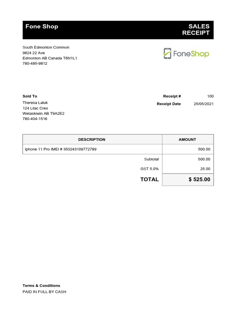 Iphone 11 Pro Invoice | PDF
