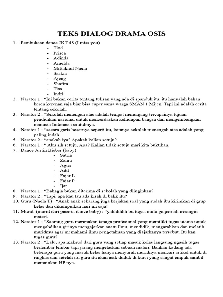 Teks Dialog Drama Osis 1 | PDF