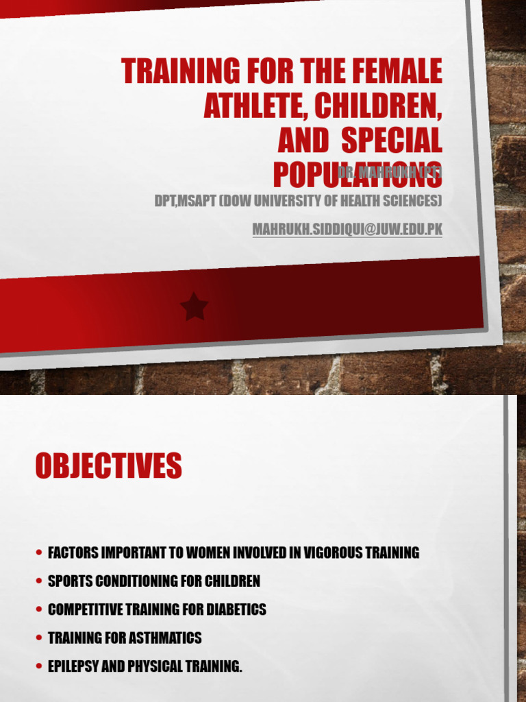 Lec 14 Training For The Female Athlete, Children, and Special ...
