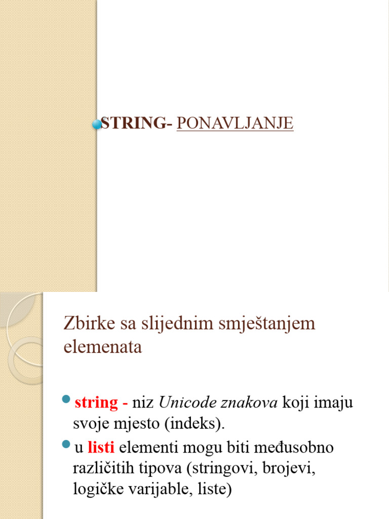 String - Ponavljanje | PDF