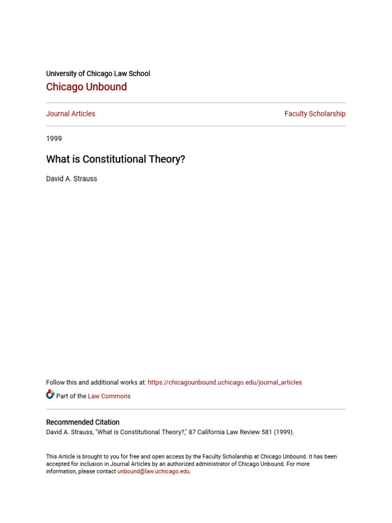 What Is Constitutional Theory | PDF | Theory | Fourteenth Amendment To ...