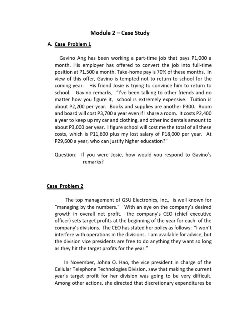 FM 1 Module 2 Case Study | PDF