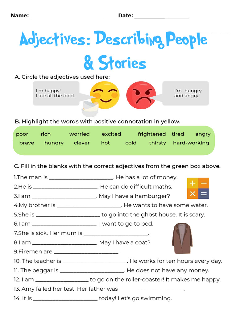Adjectives Worksheets | PDF | Taste | Food Ingredients