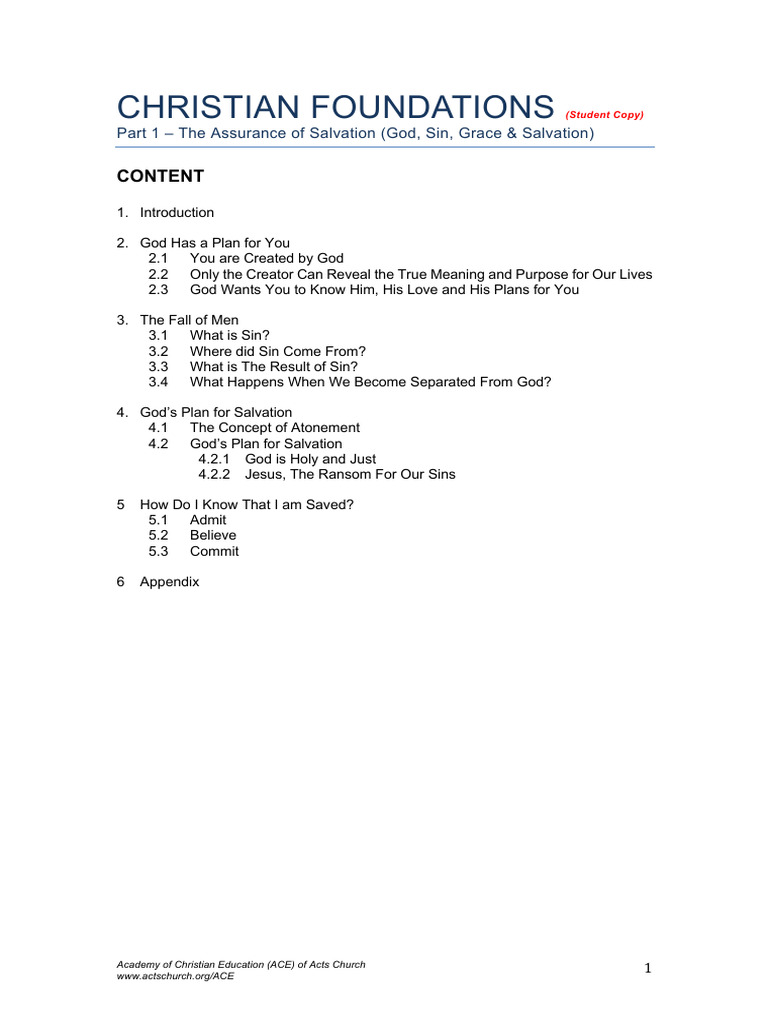 Christian Foundations Part 1 Student V1 | PDF | Sin | Adam