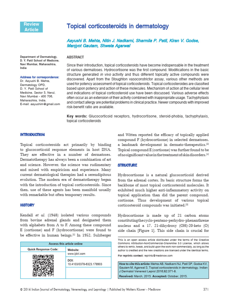 Topical Corticosteroids in Dermatology | PDF