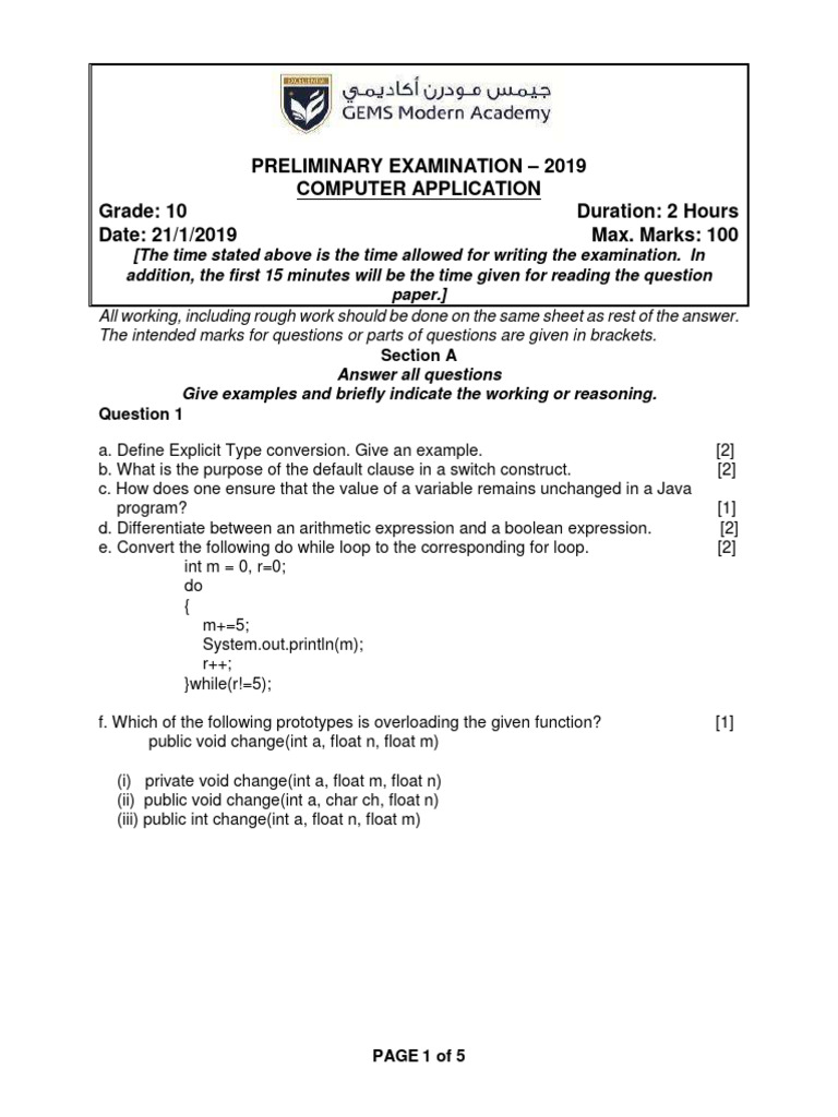 Computer Application ICSE E | PDF | Integer (Computer Science) | Control Flow